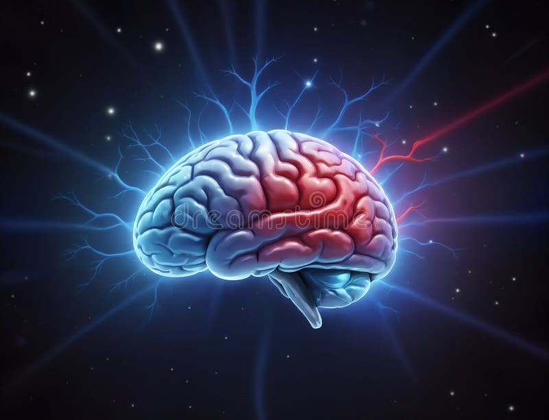 A Floating Human Brain Encircled by Celestial Objects, Revealing the ...