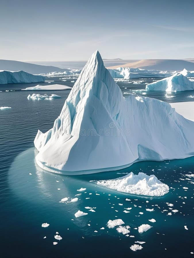 The Floating Ice in the Arctic, Floating on the Melted Water Surface AI ...