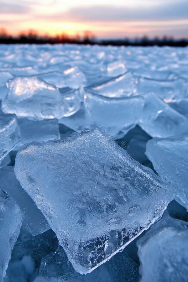Hell is Freezing Over Day Floating Ice Blocks on Winter Lake during ...