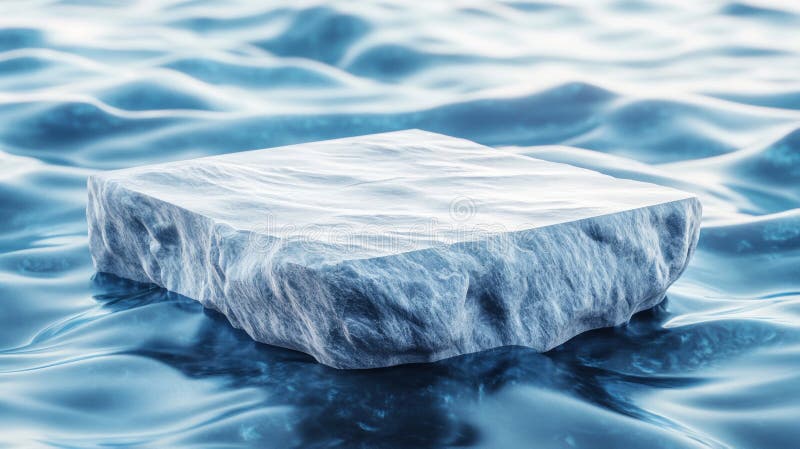 Floating Ice Cube on Blue Water Surface Stock Illustration ...