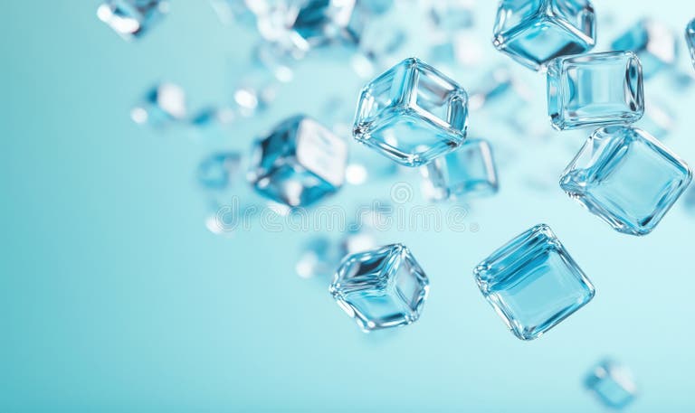 Floating Ice Cubes on Blue Background Creating Refreshing and Cool ...