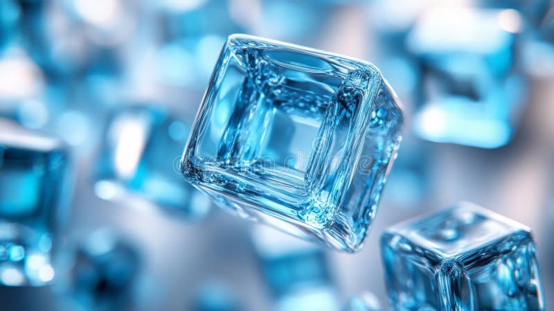 Floating Ice Cubes in Blue Environment Stock Illustration ...