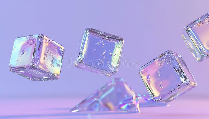 Floating Ice Cubes with Reflections Stock Photo - Image of ethereal ...