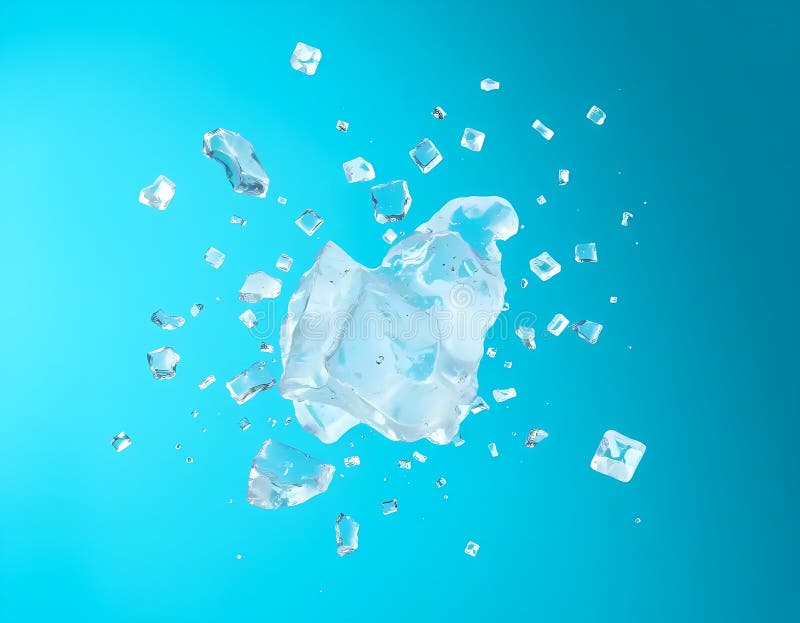 Floating Ice on Cyan Background, with Soft Light, Abstract Background ...