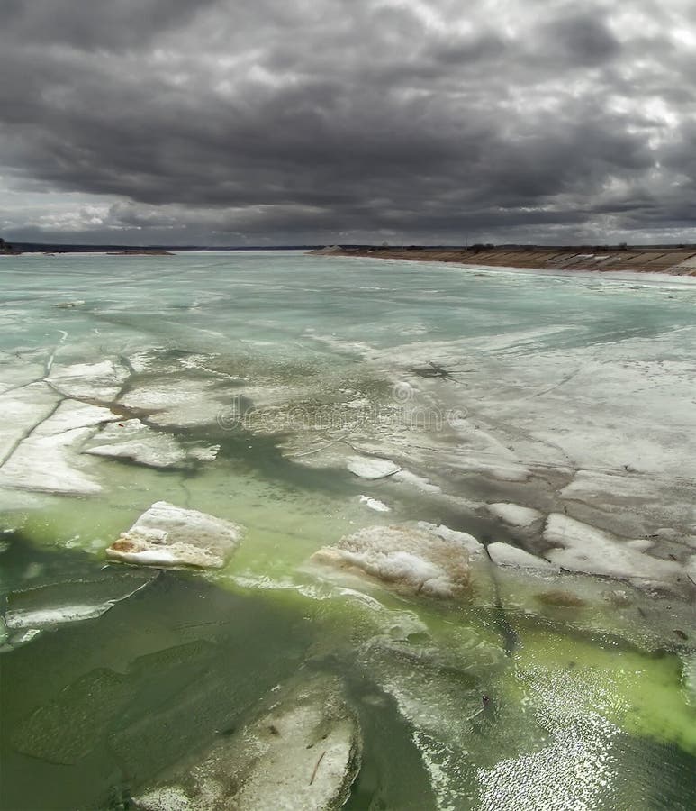 Floating Ice Under Dark Clouds Stock Image - Image of nature, freeze ...