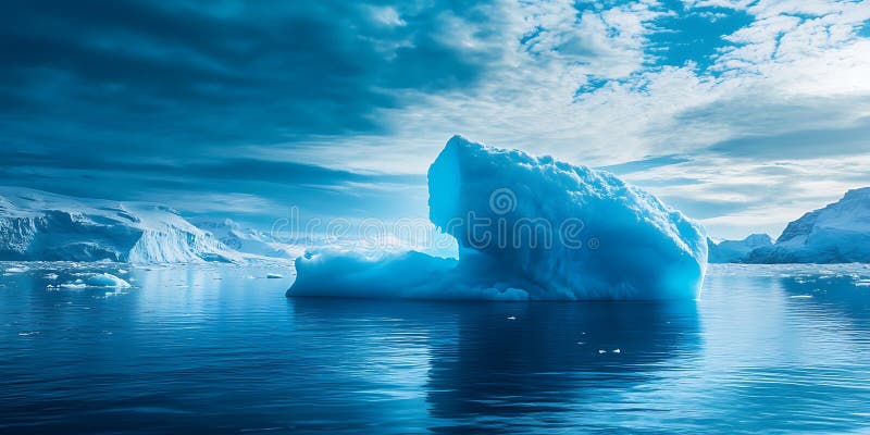 Floating Iceberg with Deep Blue Hues in an Arctic Landscape for a ...