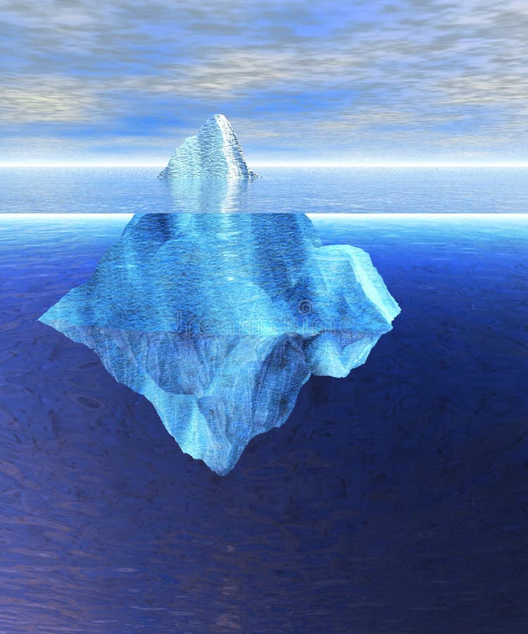 Floating Iceberg in the Open Ocean with Horizon Stock Illustration ...