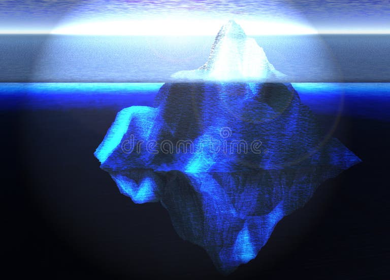 Floating Iceberg in the Open Ocean with Horizon Stock Illustration ...