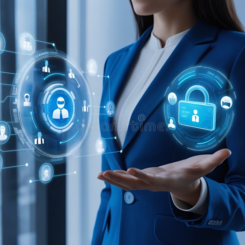 Floating Icons with Data Security Stock Image - Image of screen ...