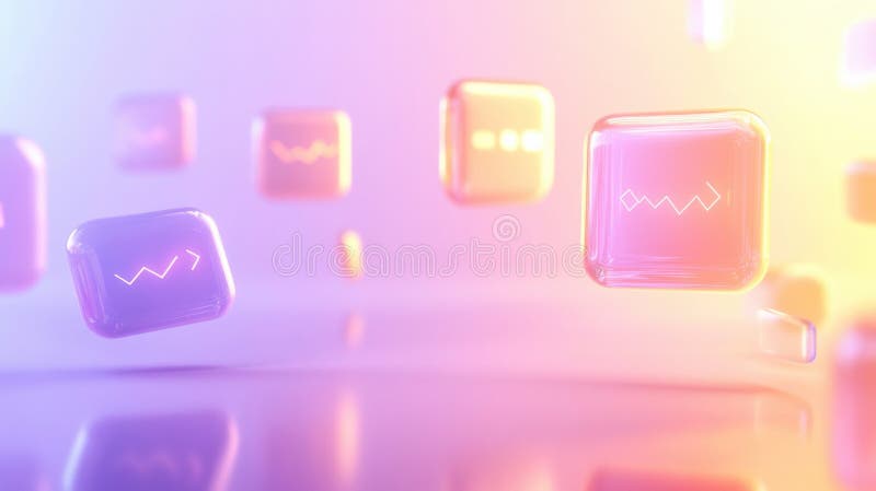 Abstract Icons of Chats, Arrows, and Connections Floating in a Vibrant ...