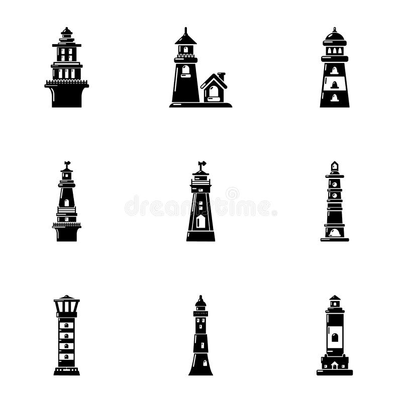 Floating Icons Set, Simple Style Stock Vector - Illustration of black ...