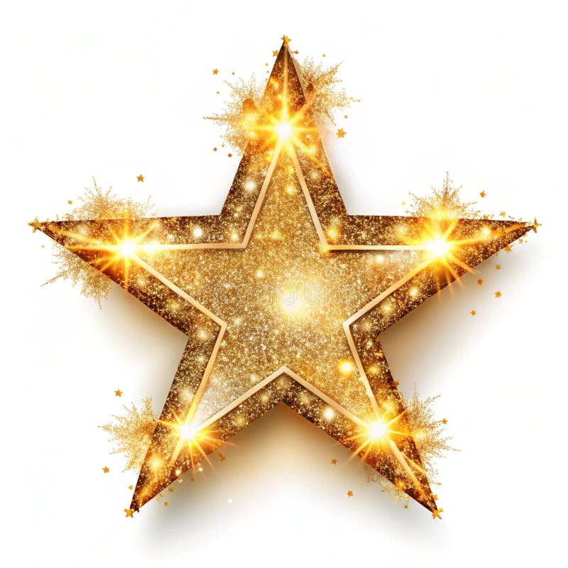 Floating Illuminated Star with Animated Sparkles Stock Illustration ...