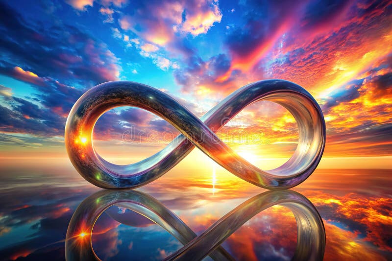 A Floating Infinity Symbol Soars through a Colorful Cloudy Sky a ...