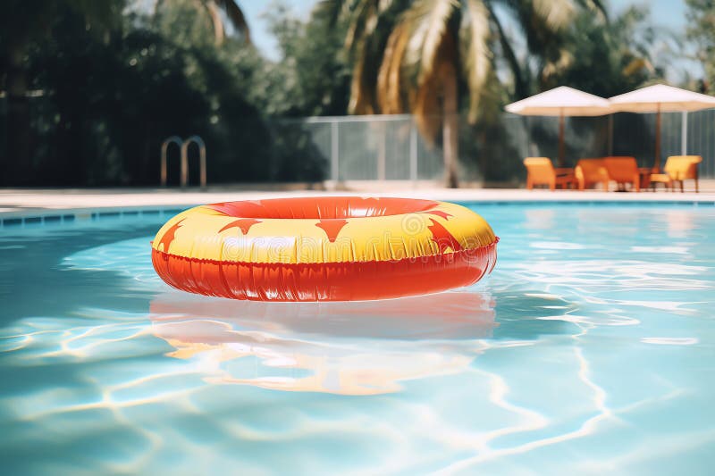 Floating Inflatable Circle in Crystal Pool, Inviting Leisure and Calm ...