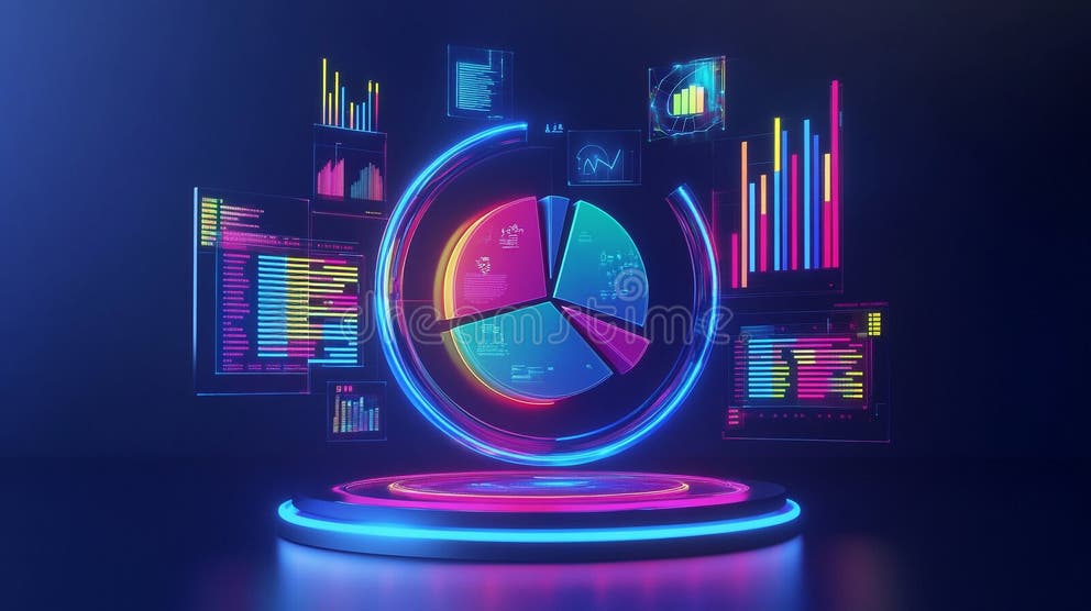 Floating Infographic Displays Data in Vibrant Stock Image - Image of ...