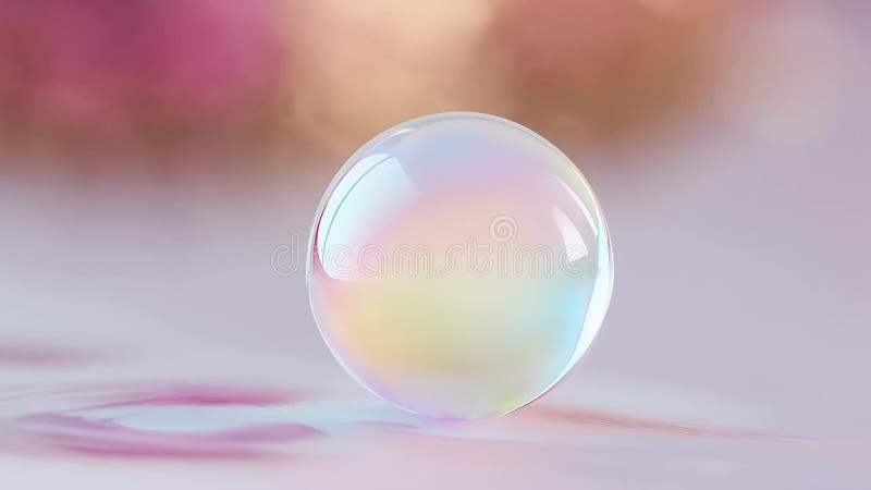 An Elegant Floating Bubble with Iridescent Light Reflections Stock ...