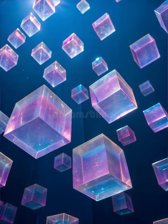 Floating Iridescent Cubes in Deep Space Stock Photo - Image of light ...