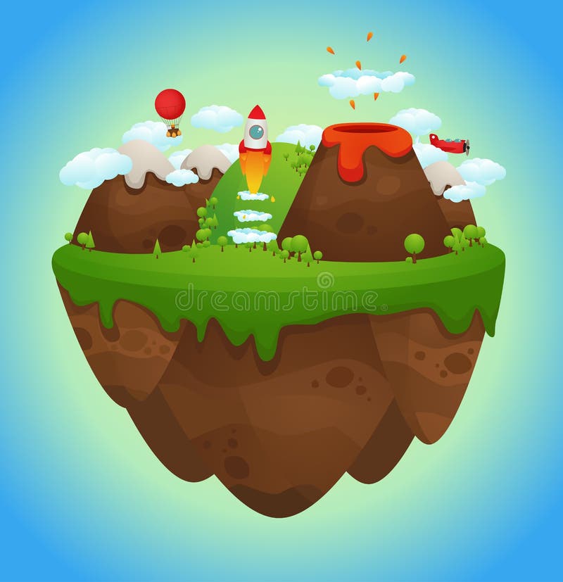 Floating island stock vector. Illustration of blue, clouds - 23828867