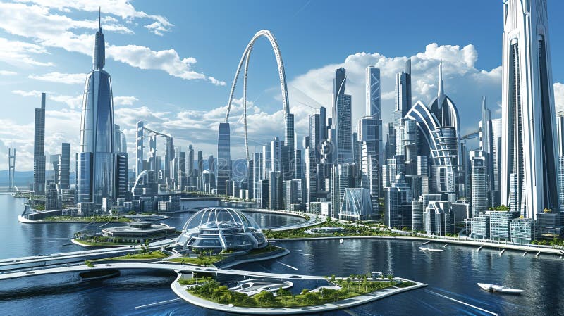 Floating Island Cities stock illustration. Illustration of valley ...