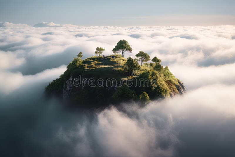 Floating Island Clouds. Generate Ai Stock Illustration - Illustration ...