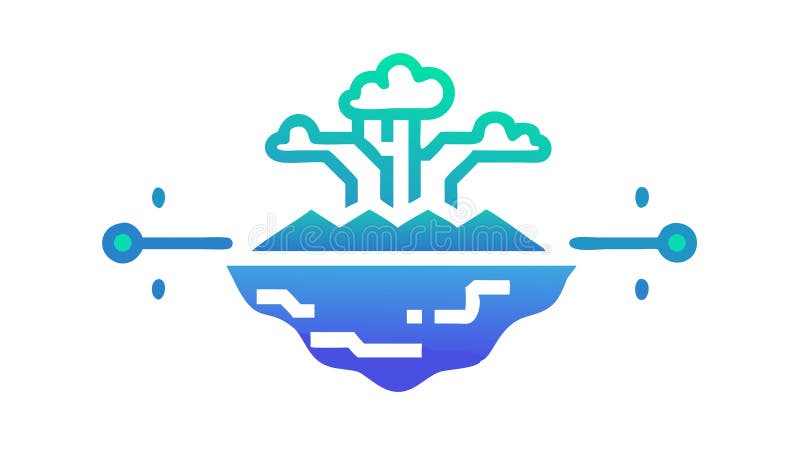Floating Island with Connected Nodes, Tech Network, Digital Infrastructure, Vector Design ...