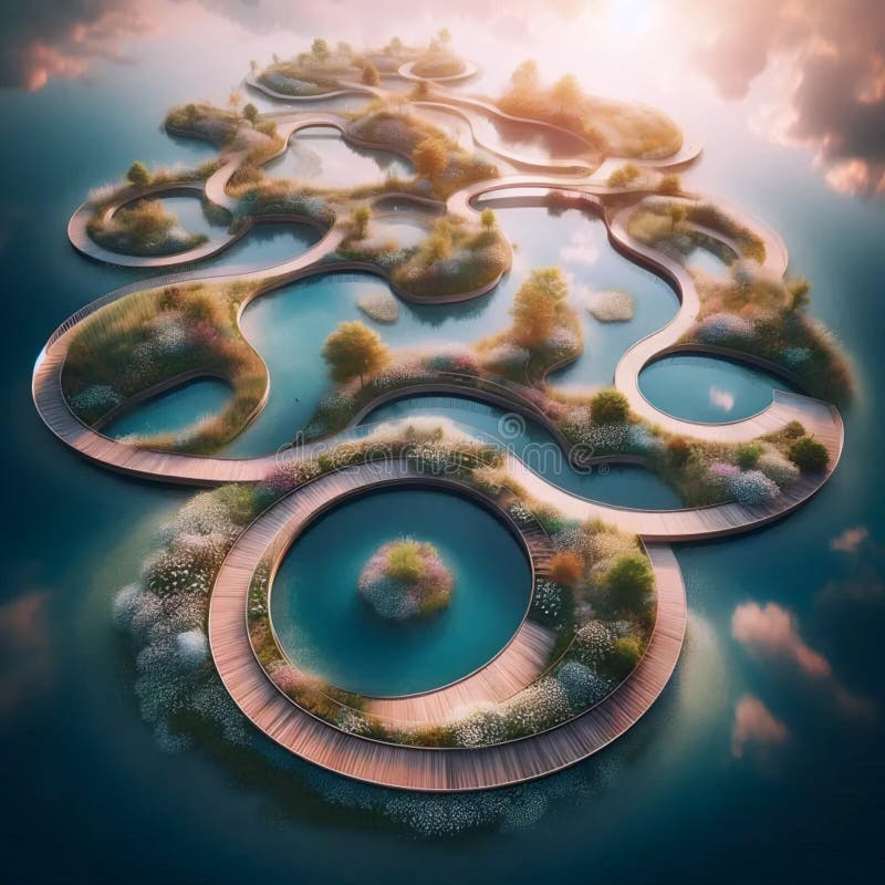 A Floating Island Garden, Ai Generated Image Stock Illustration ...