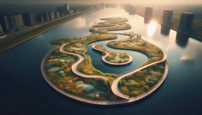 A Floating Island Garden, Ai Generated Image Stock Illustration ...