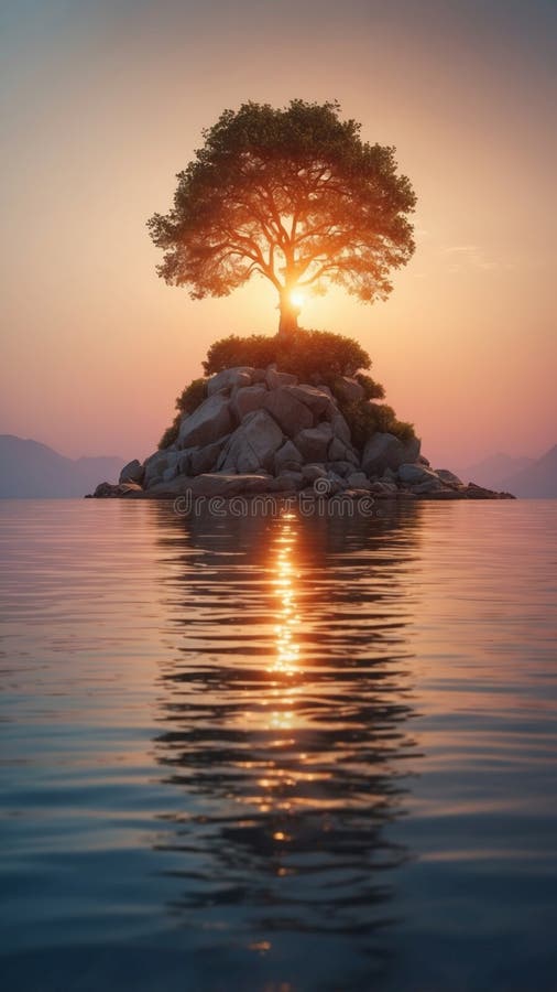 A Floating Island with a Glowing Pedestal Hovering Above the Ocean at ...