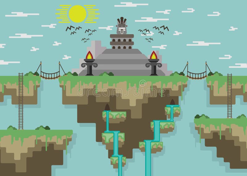 Floating Island Landscape Flat Design Stock Vector - Illustration of ...