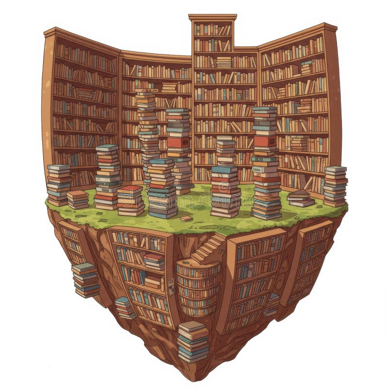 Floating Island Library: a Whimsical Pixel Art Illustration Stock ...