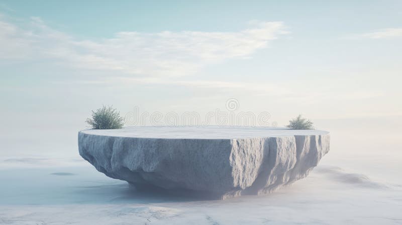 Floating Island Stage with Abstract Elements. Display Mockup Nature ...