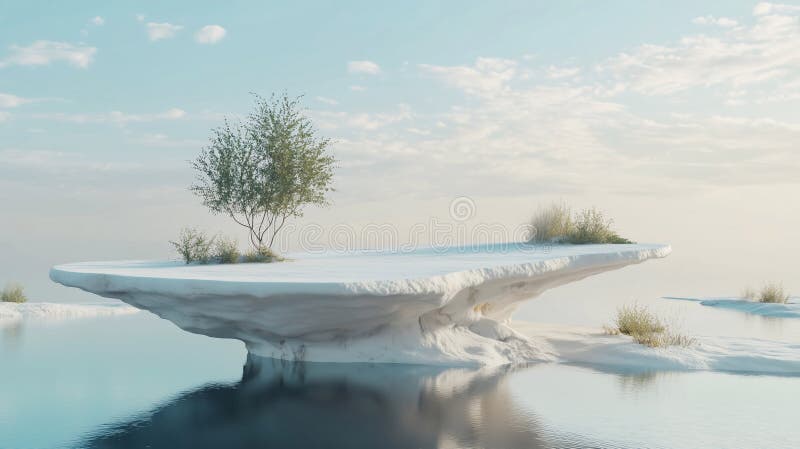 Floating Island Stage with Abstract Elements. Display Mockup Nature ...