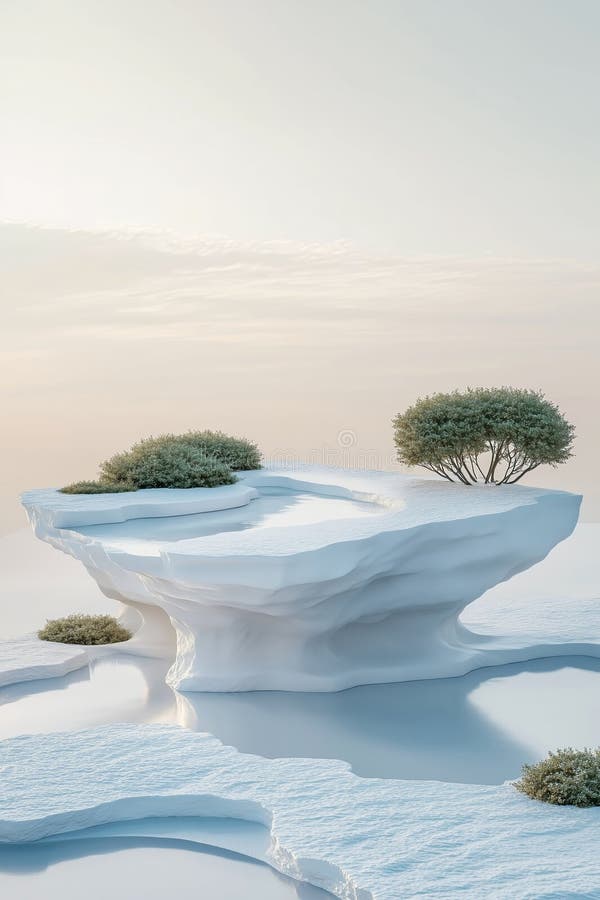 Floating Island Stage with Abstract Elements. Display Mockup Nature ...