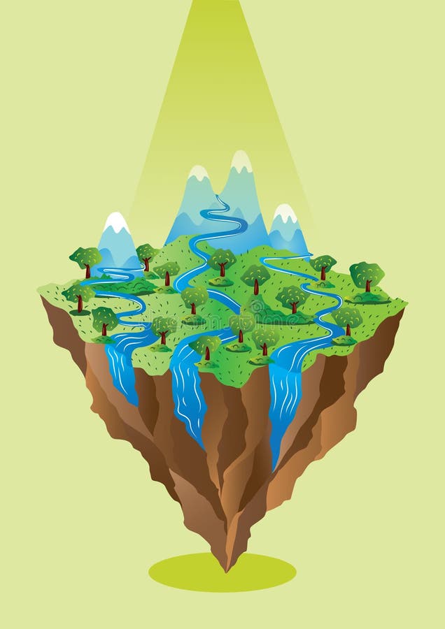 Floating Island. Vector Illustration Decorative Background Design Stock ...