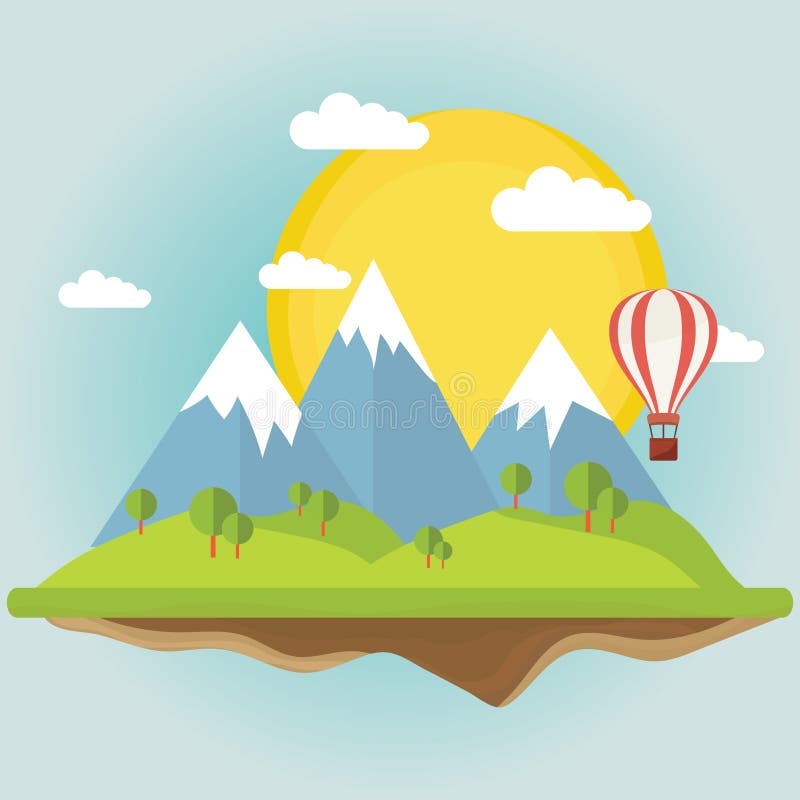 Floating Island. Vector Illustration Decorative Background Design Stock ...