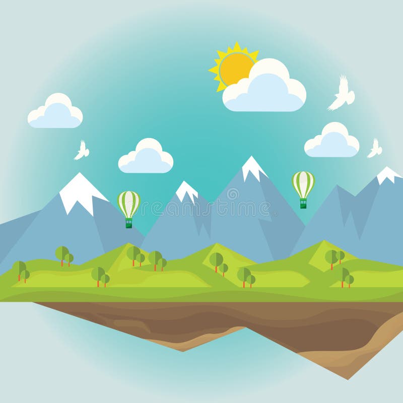 Floating Island. Vector Illustration Decorative Background Design Stock ...