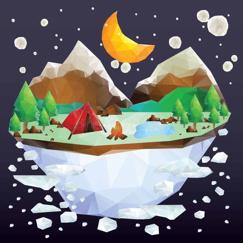 Floating Island. Vector Illustration Decorative Design Stock Image ...