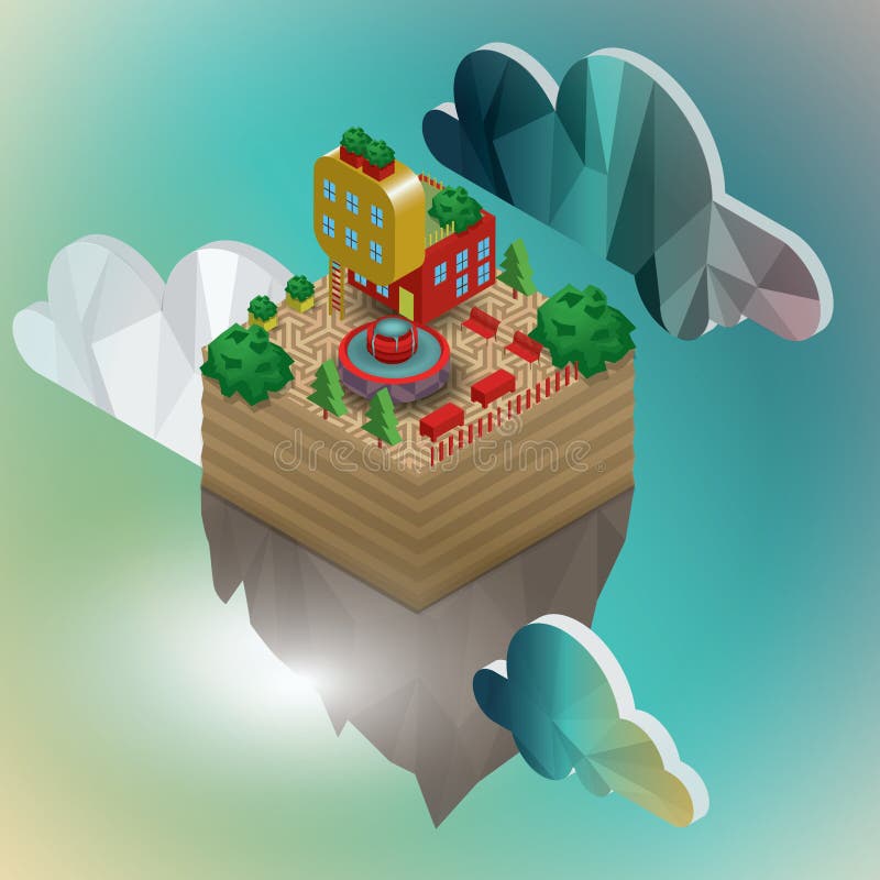 Floating Island. Vector Illustration Decorative Design Stock Vector ...