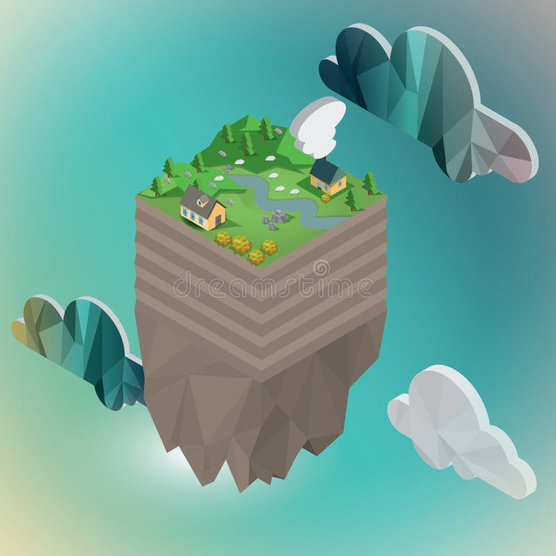Floating Island. Vector Illustration Decorative Design Stock Vector ...