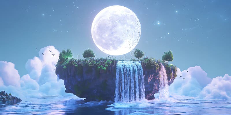 Floating Island with Waterfalls Cascading into the Sky Wallpaper ...