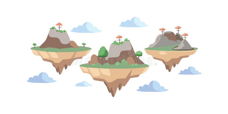 Floating Islands Abstract Landscape Imagination Icon, Vector Design ...