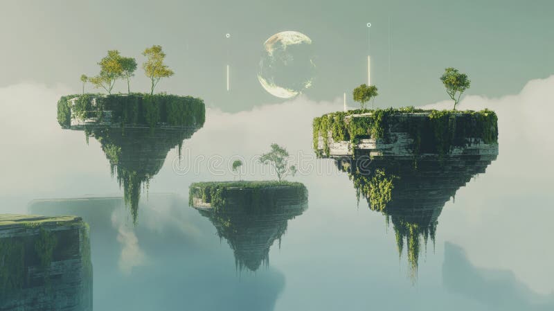 Floating Islands Connect Virtual Worlds in a Serene Metaverse Landscape ...