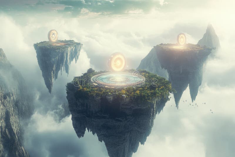 Floating Islands Connected by Portals Create Gateways To Different ...