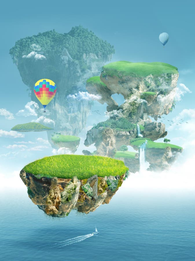 Floating islands stock illustration. Illustration of life - 55652667