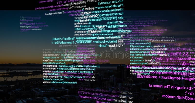 Floating JavaScript and HTML Code Snippets Drifting Across Dusk ...