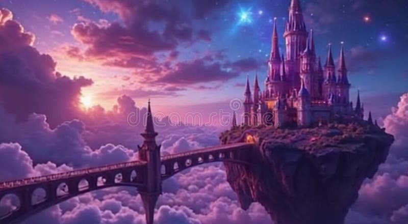 A Floating Kingdom Made of Glowing Clouds and Stardust, with Castles ...