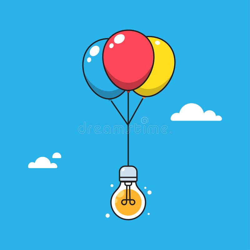 Floating Lamp with Three Balloons. Isolated Vector Illustration Stock ...