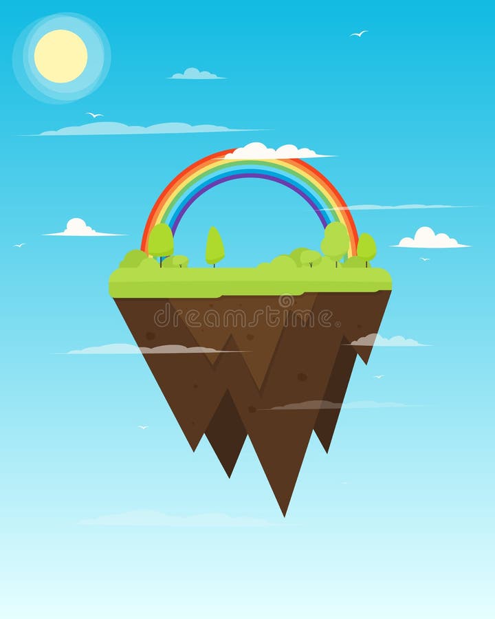 Floating Land As Flying Island Concept in Sky Vector Stock Vector ...