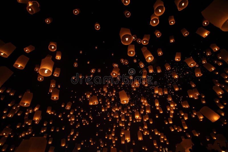 Floating lantern stock image. Image of orange, celebration - 141551709