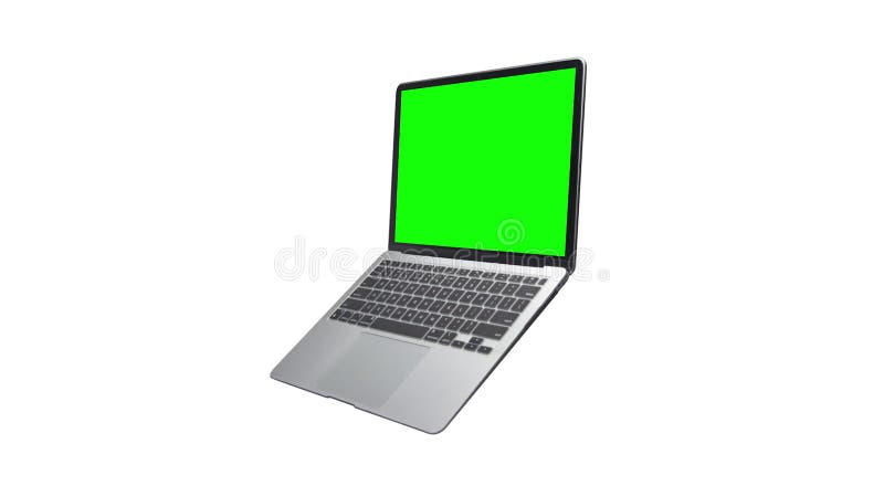 Laptop with Green Screen, Chroma Key Mock Up is on the Table. Computer ...